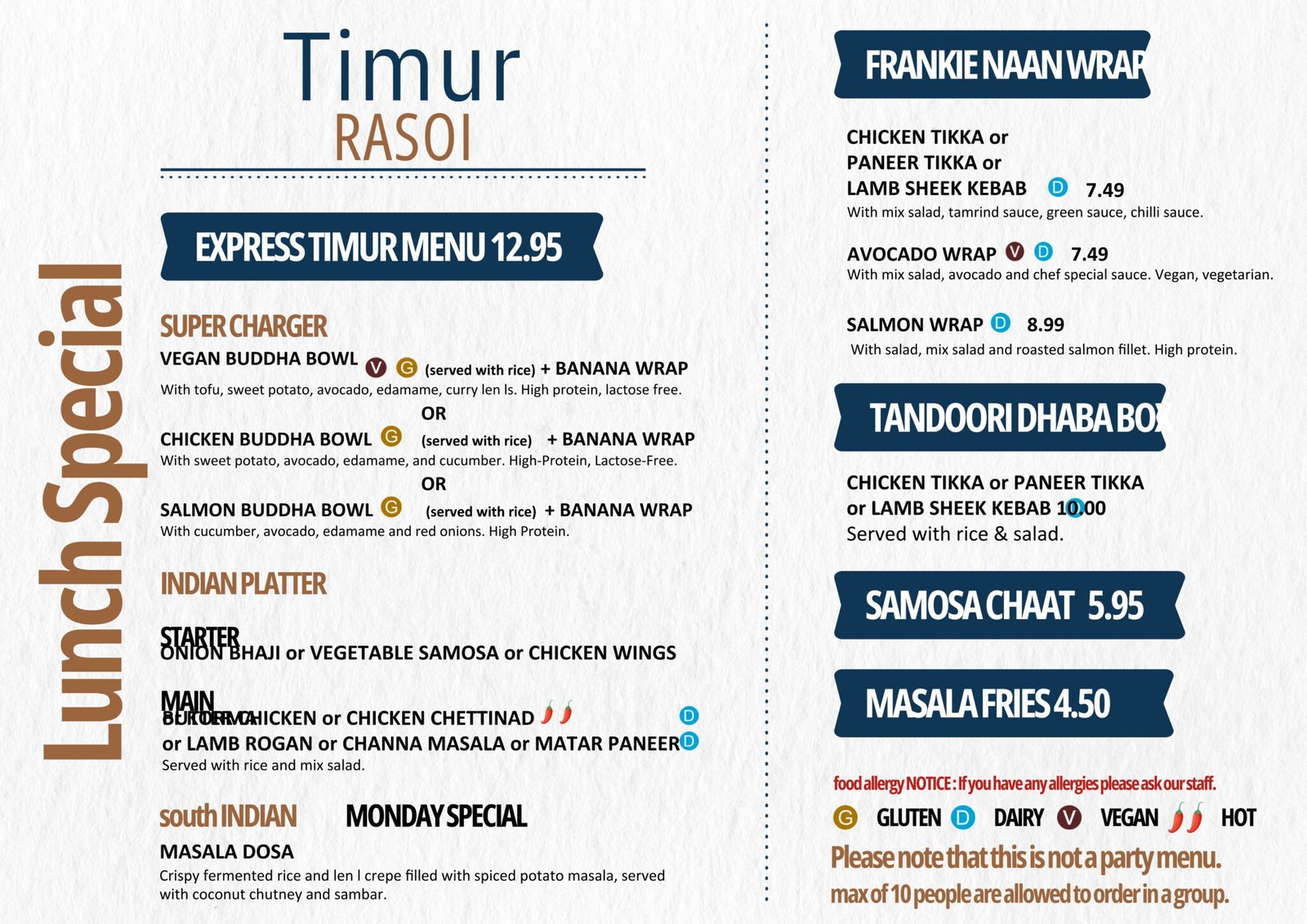 Our Menu – Timur Restaurant